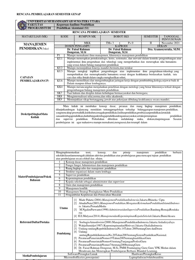1.Rps Manajemen Pendidikan | PDF