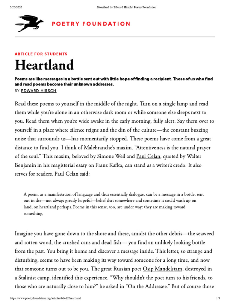 Heartland by Edward Hirsch - Poetry Foundation | PDF