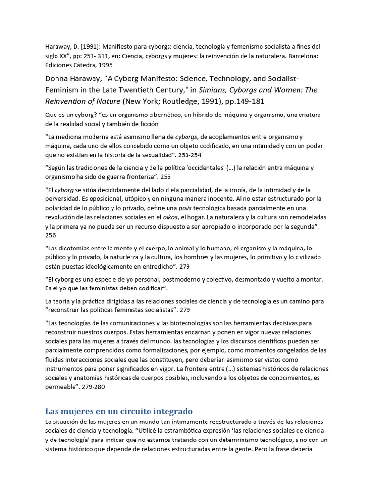 Haraway Cyborgs | PDF | Cyborg