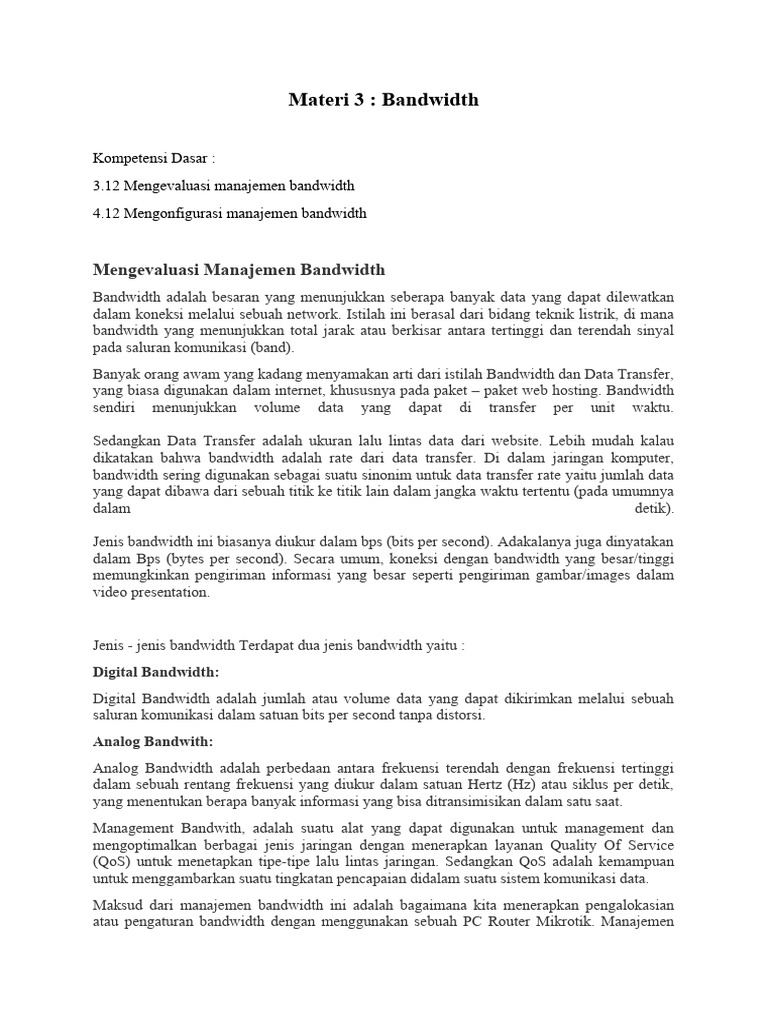 Manajemen Bandwidth dan QoS pada Jaringan | PDF