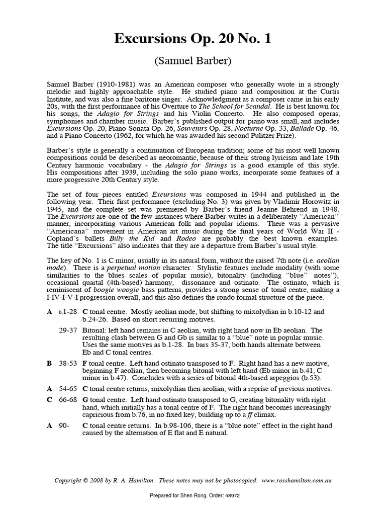 Barber Excursions Op 20 No 1 | PDF | Musical Compositions | Music Theory
