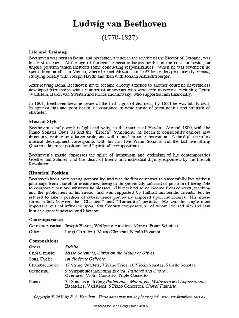 Beethoven Six Variations Op 34 | PDF | Ludwig Van Beethoven | Variation ...