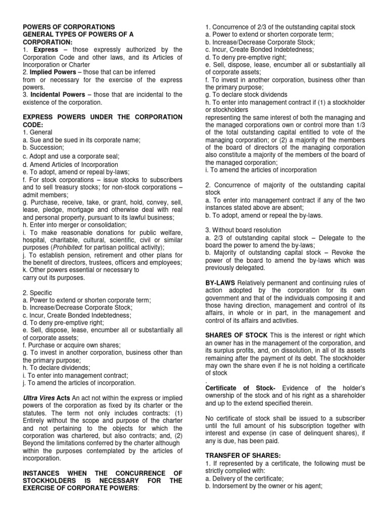 Corp Code Final | PDF | Corporations | Stocks