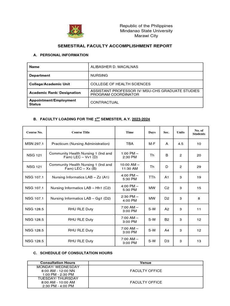 2023-2024 1st Semestral Accomplishment Report Macalnas | Download Free ...