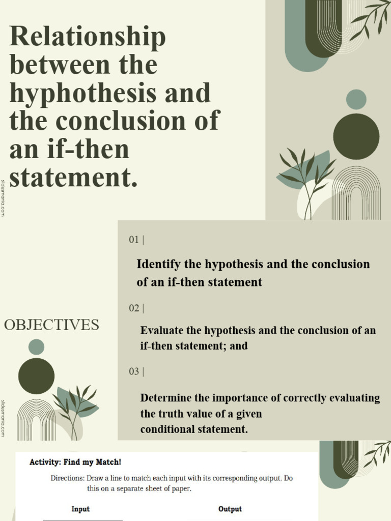 Relationship Between The Hyphothesis and The Conclusion of An If-Then Statement | PDF ...