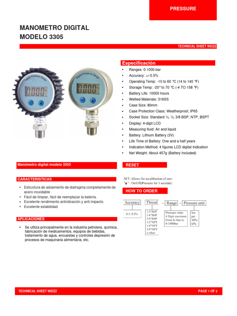 Manometro Digital | PDF | Materiales
