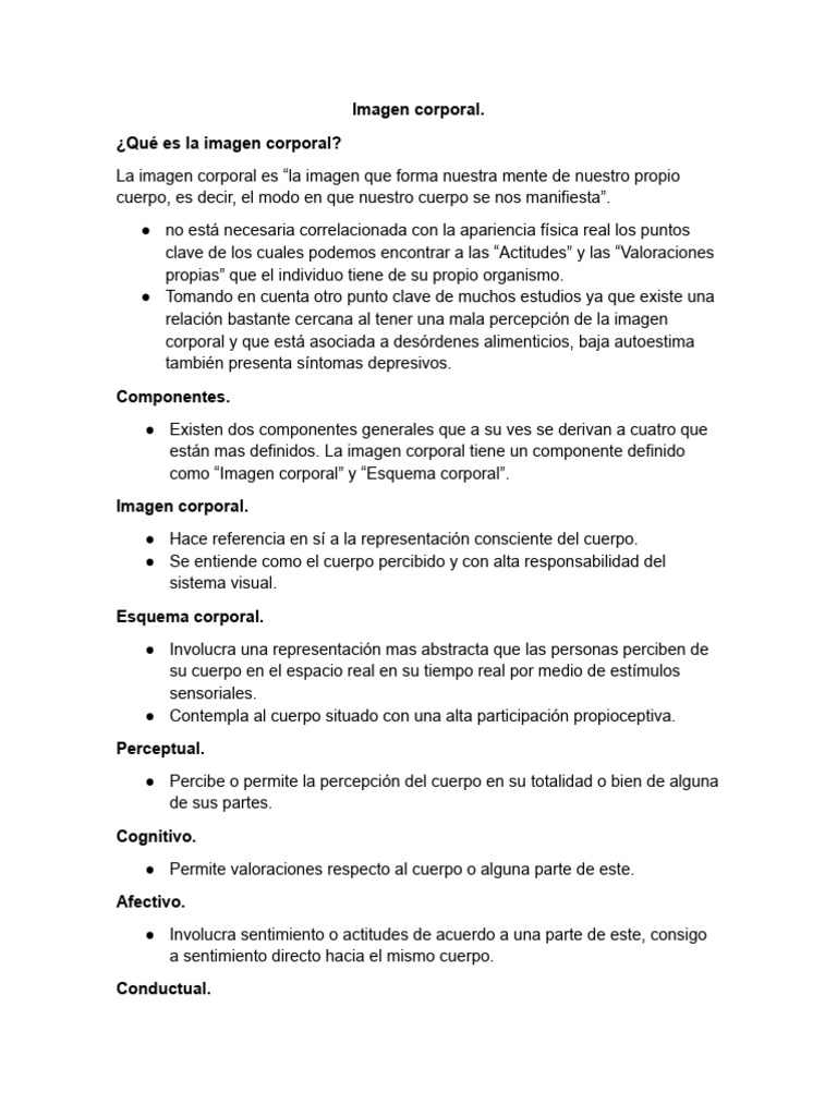 Imagen Corporal | PDF | Percepción | Sicología