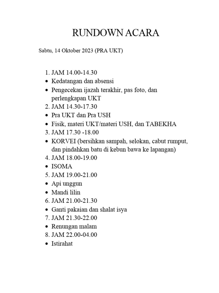 Rundown Acara | PDF