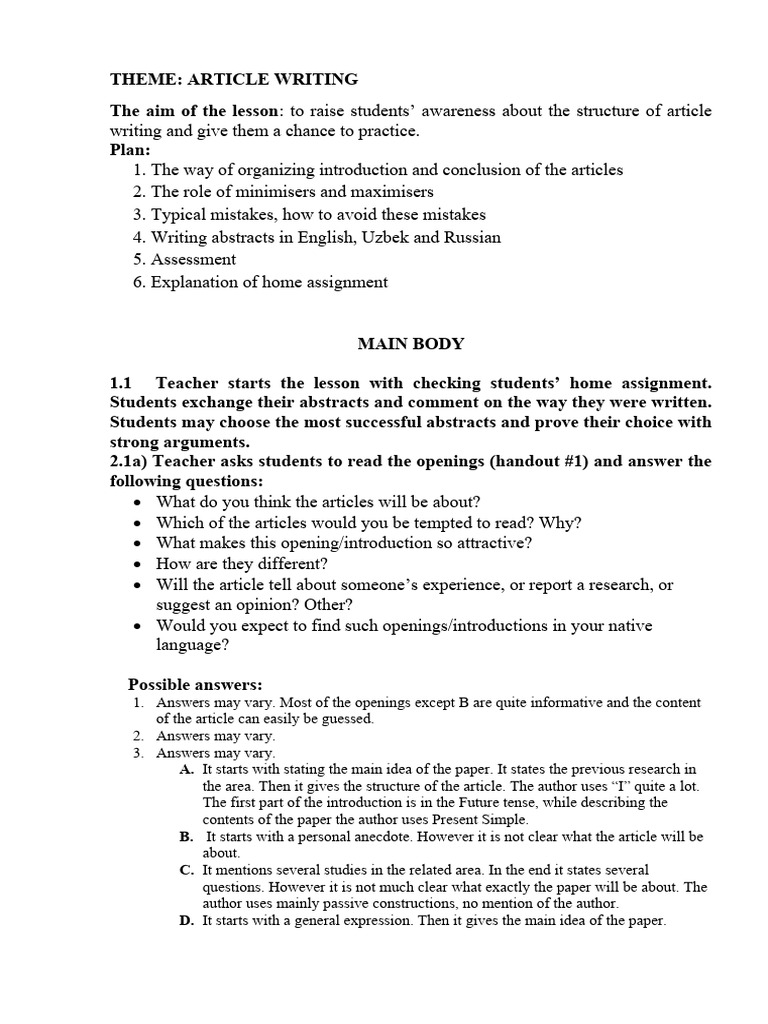Article Writing | PDF | English Language | Vocabulary