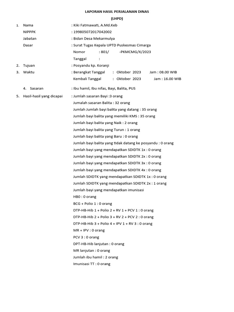 LHPD Posyandu OKTOBER | PDF | Kesehatan Holistik