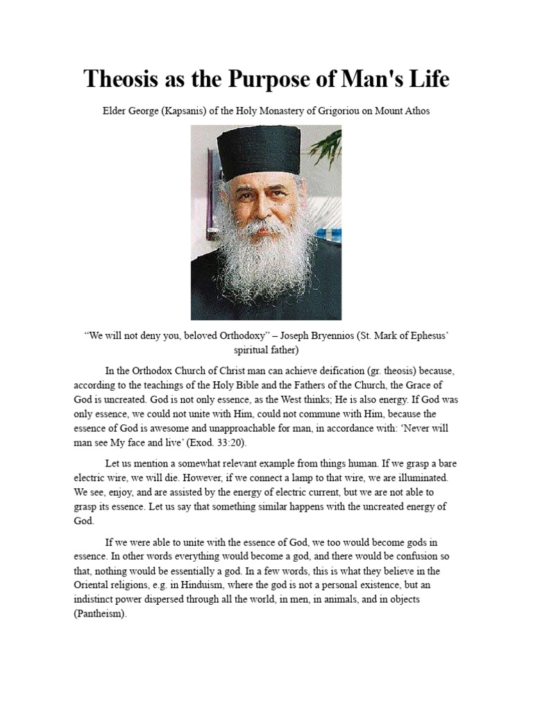 Theosis: Purpose of Human Life | PDF | Christian Belief And Doctrine ...