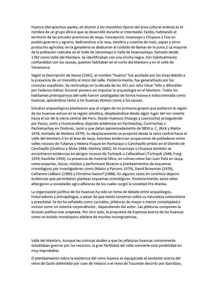 Huanca y VICUS | PDF | Andes | Perú
