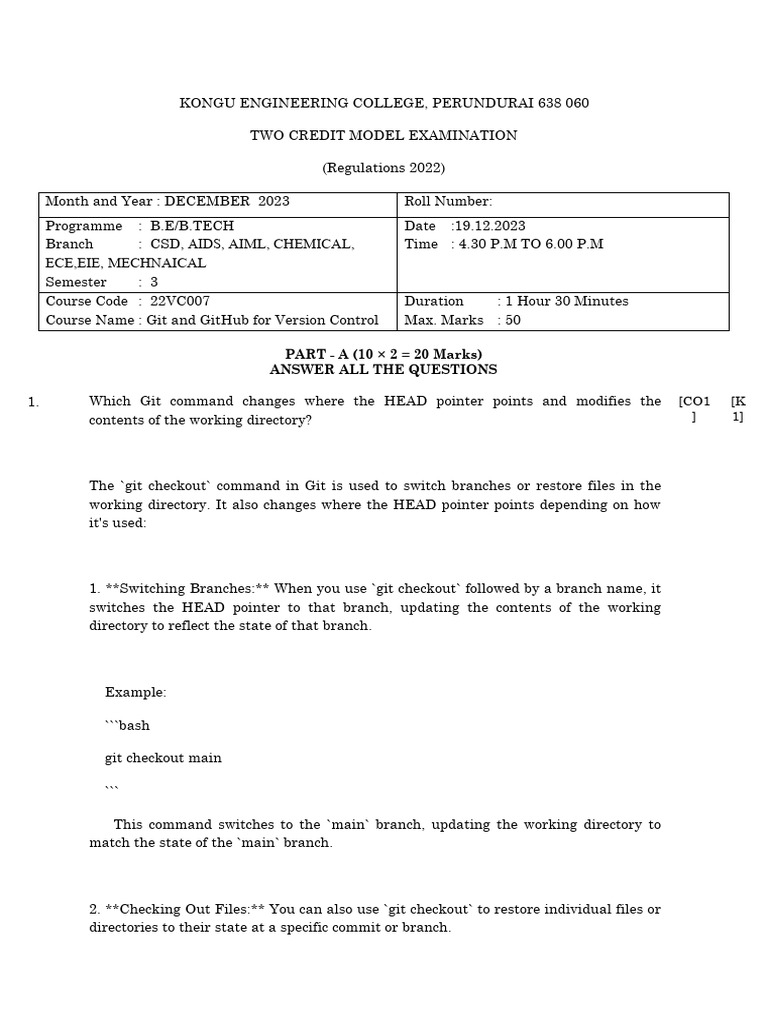 Final Github Questions 17.12.2023-Answer Key | PDF | Version Control | Computer Engineering
