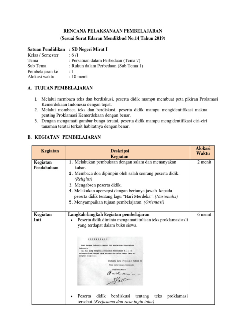 5 Hal RPP KELAS 6 - TEMA 2 - Persatuan Dalam Perbedaan (1) - Removed - Removed | PDF