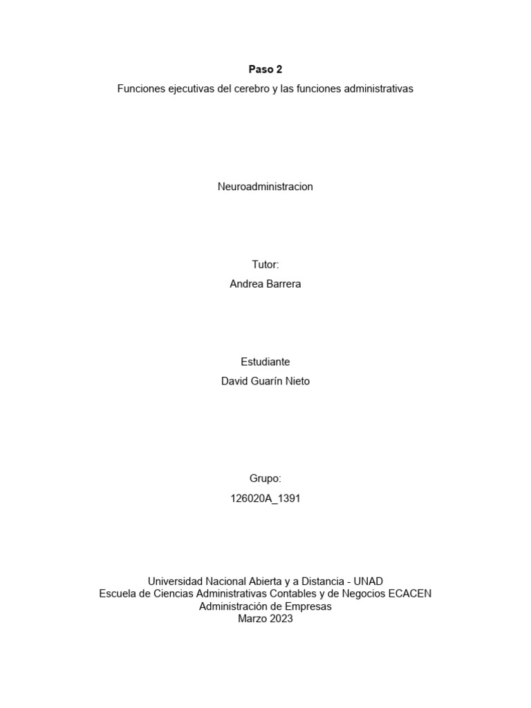 Funciones Ejecutivas Del Cerebro Y Las Funciones Administrativas