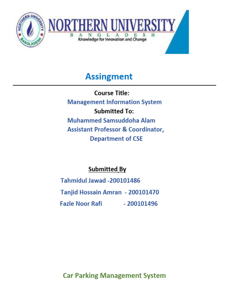 Car Parking Management System Proposal Pdf Information Technology