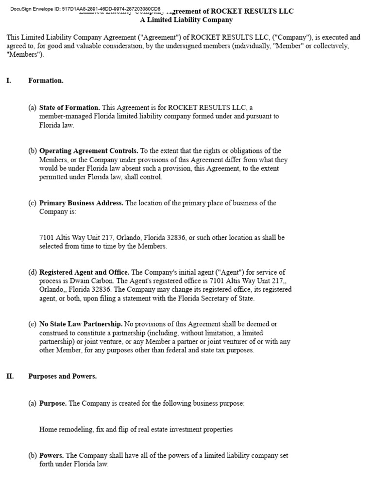 LLC Operating Agreement | PDF | Liquidation | Indemnity