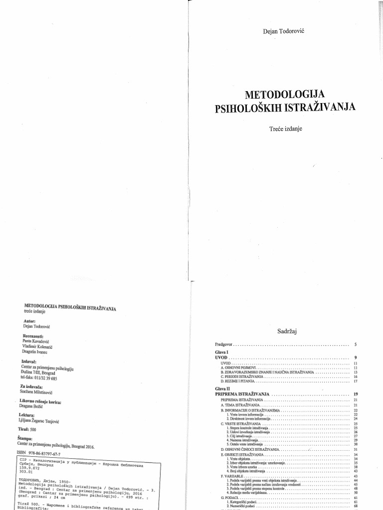 Metodologija Psiholoskih Istrazivanja | PDF