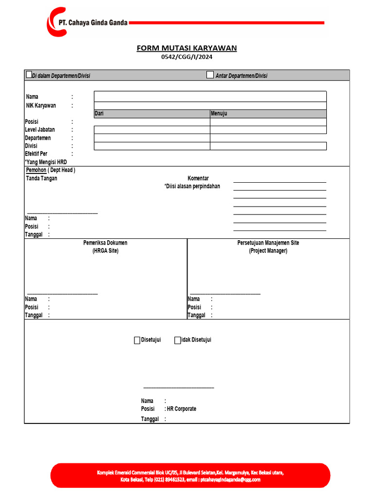Formulir Mutasi Karyawan 2024 | PDF