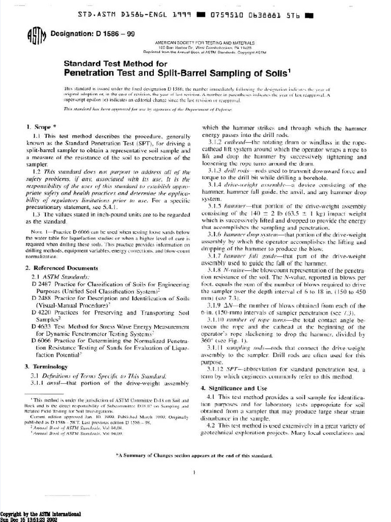 Astm D 1586 SPT | PDF