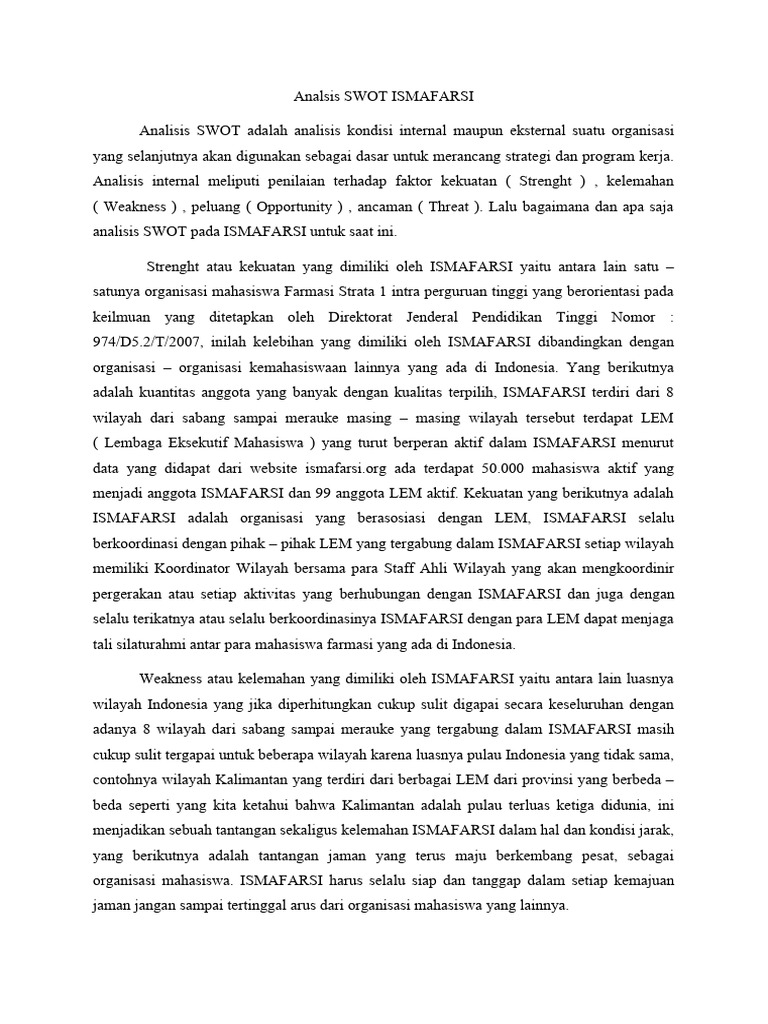 Analsis Swot Ismafarsi Pdf 3071