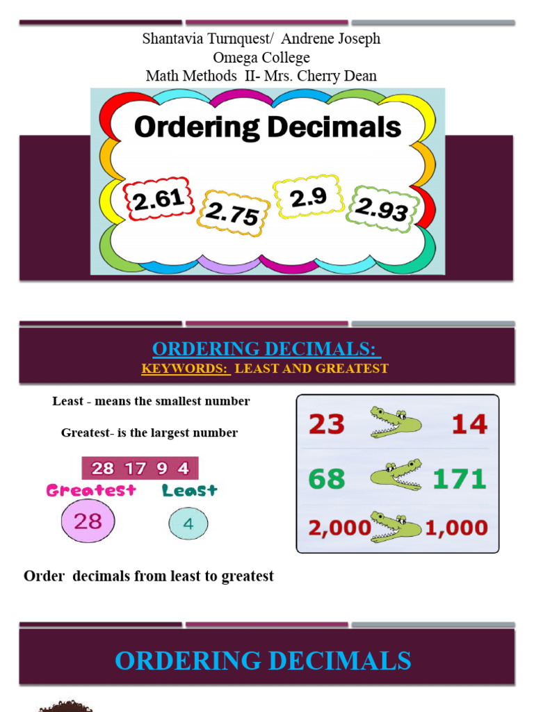 Ordering Decimals Presentation | PDF