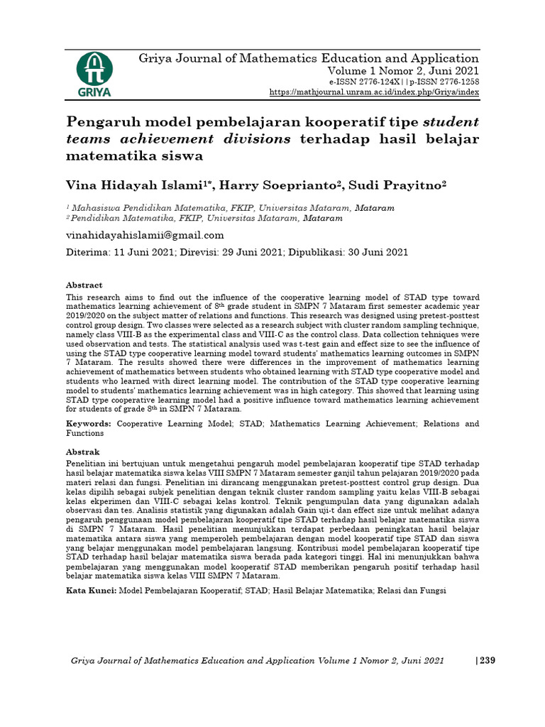 C18 - Artikel Griya Juni 2021 (Nunung Rusdiayawanti) | PDF | Science | Research Methods