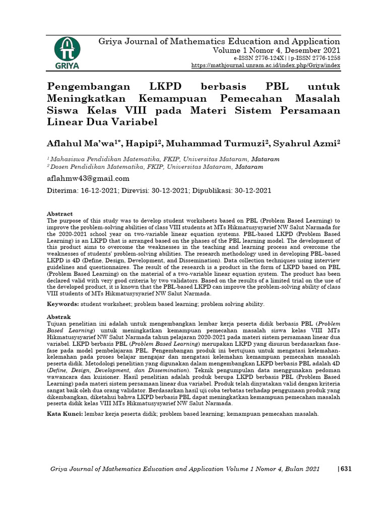Griya - Aflahul Ma'wa DKK - Desember 2021 | PDF | Intelligence | Behavior Modification