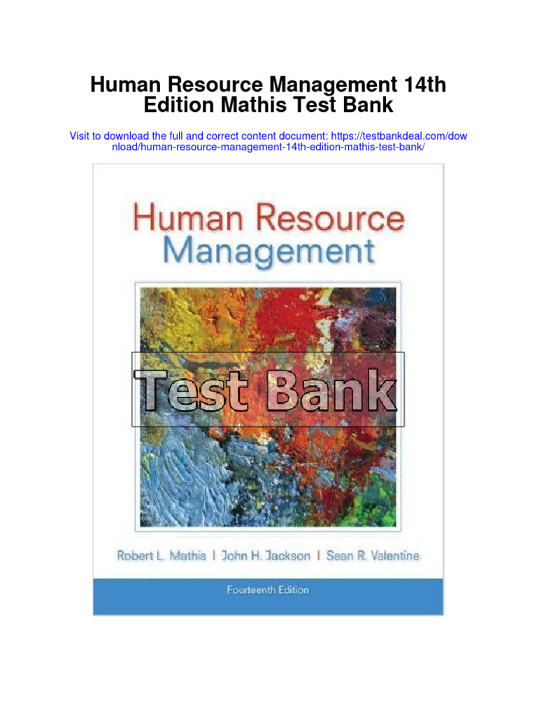 Instant Download Human Resource Management 14th Edition Mathis Test ...