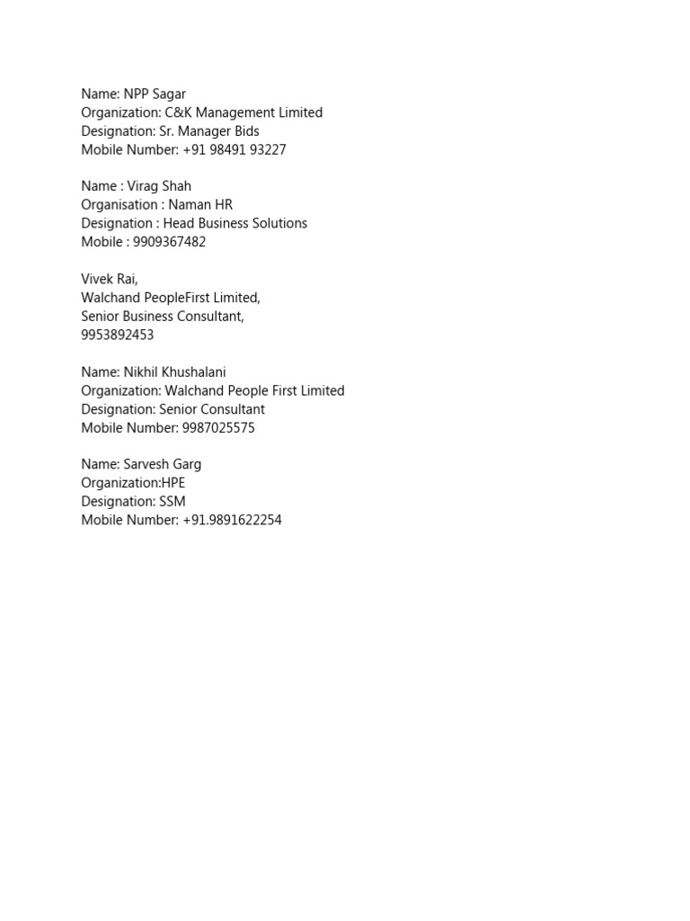 Participants For Pre Bid Meeting | PDF Participants For Pre Bid Meeting | PDF