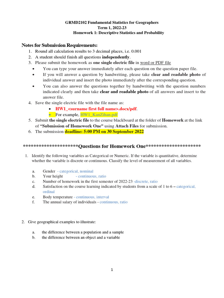 Homework on Descriptive Statistics | PDF | Mode (Statistics) | Median
