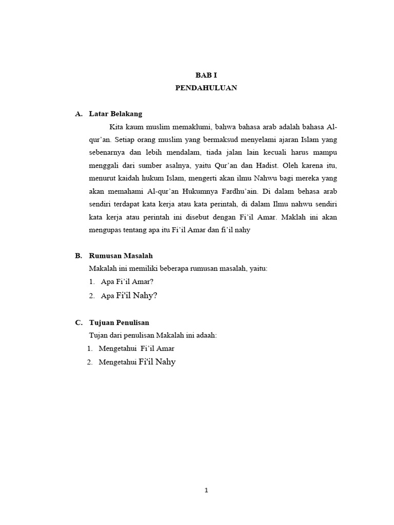 MAKALAH FIIL AMAR DAN FIIL NAHY Docx | PDF