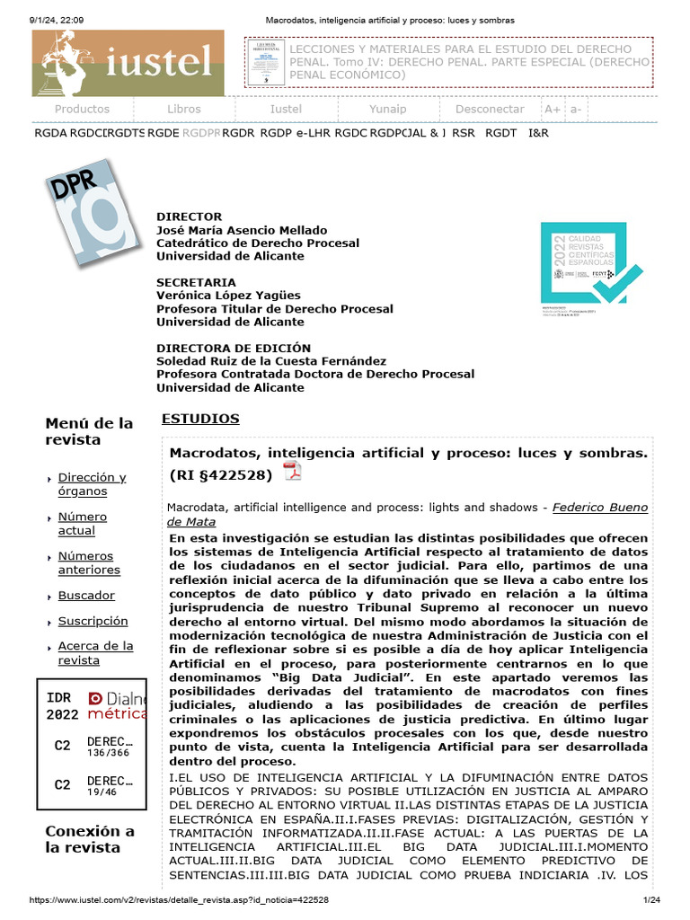 Inteligencia Artificial y Justicia | PDF | Derechos digitales | Big Data