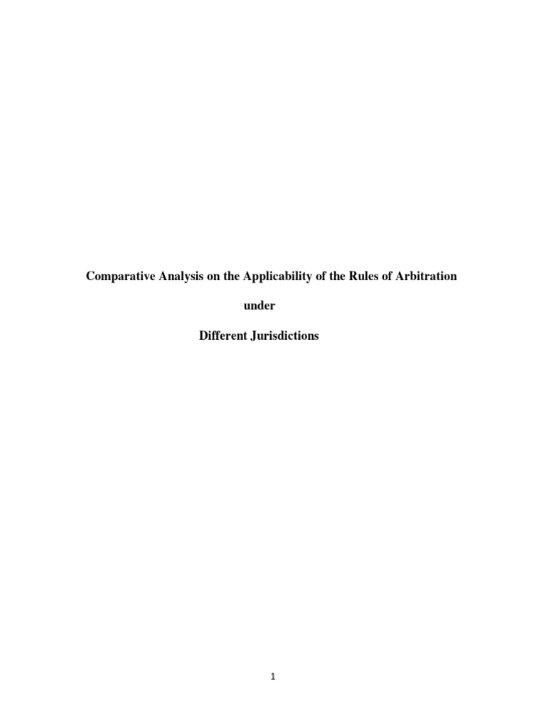 Comparative Analysis On The Applicabilit | PDF | Arbitration ...