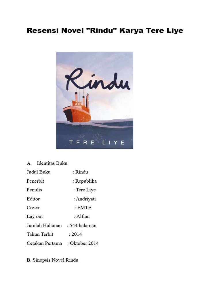 Resensi Novel Rindu Tere Liye Pdf