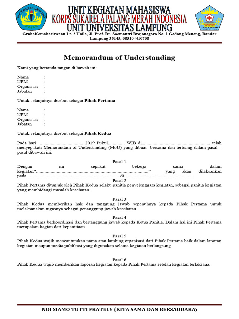 Memorandum of Understanding | PDF