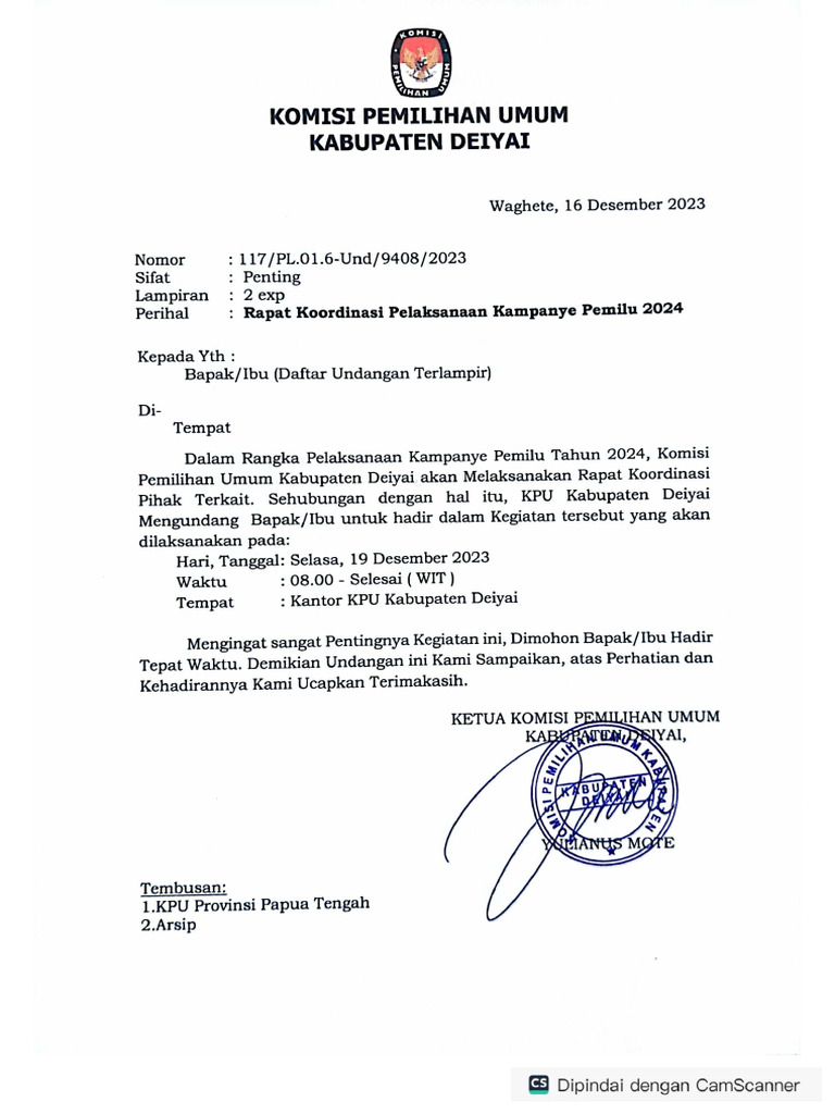 Undangan Rapat Koordinasi | PDF