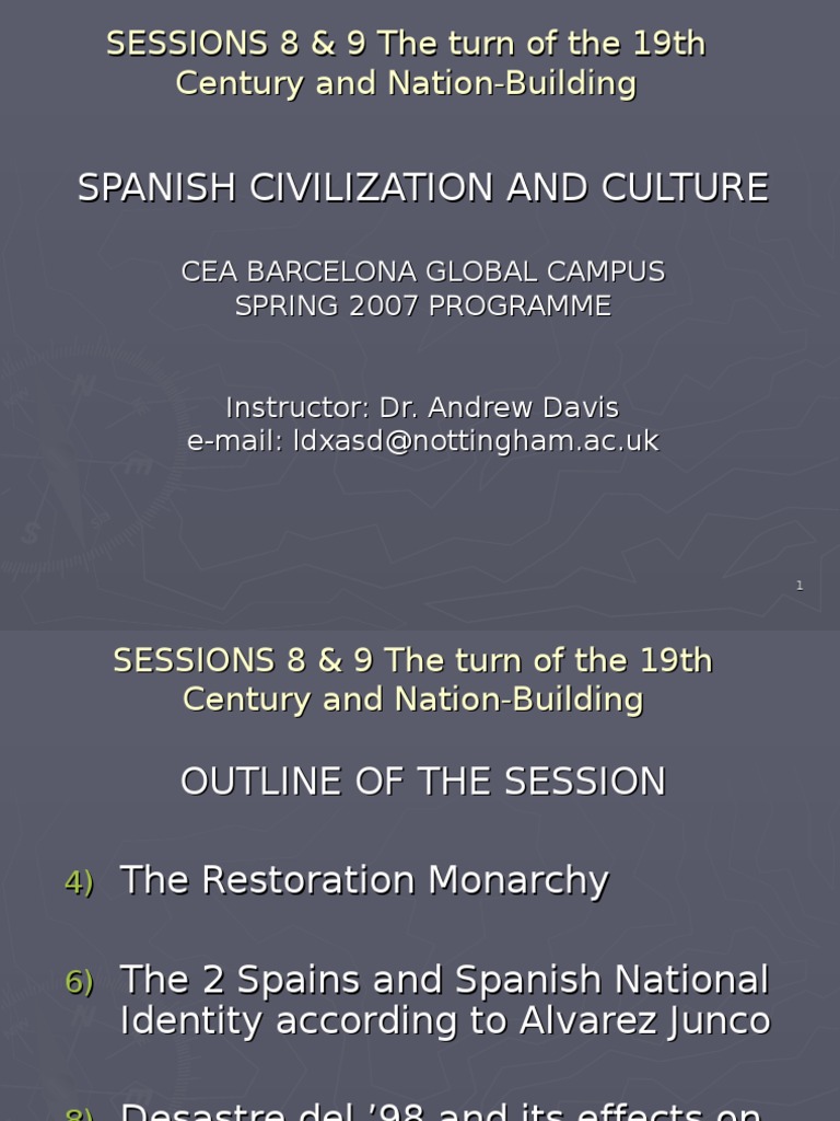 CEA Spanish Civilisation Class 8 and 9 1898 and Late Restoration | PDF ...