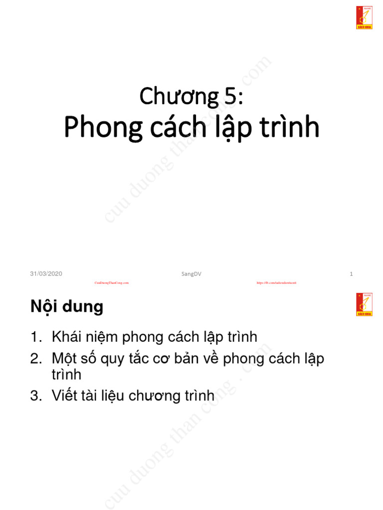 Ky Thuat Lap Trinh Lec5. Programming Style (Cuuduongthancong - Com) | PDF