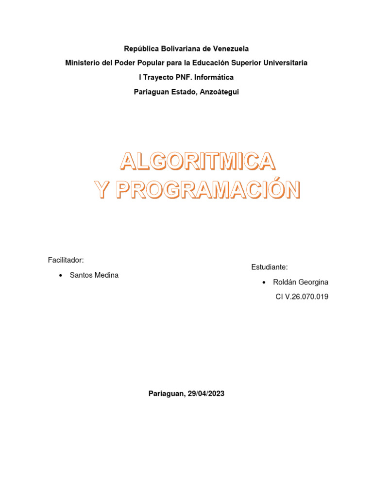 Algoritmo de Programas | PDF | Lenguaje de programación | Algoritmos