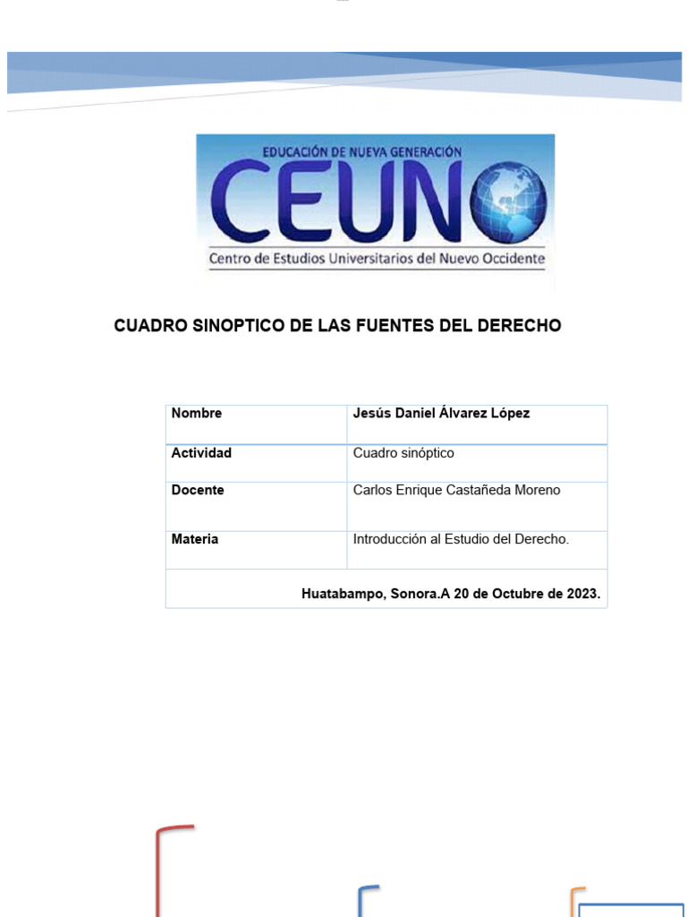 Tarea 6.s6-Cuadro Sinoptico-Fuentes Del Derecho-Jdal | PDF | Justicia ...