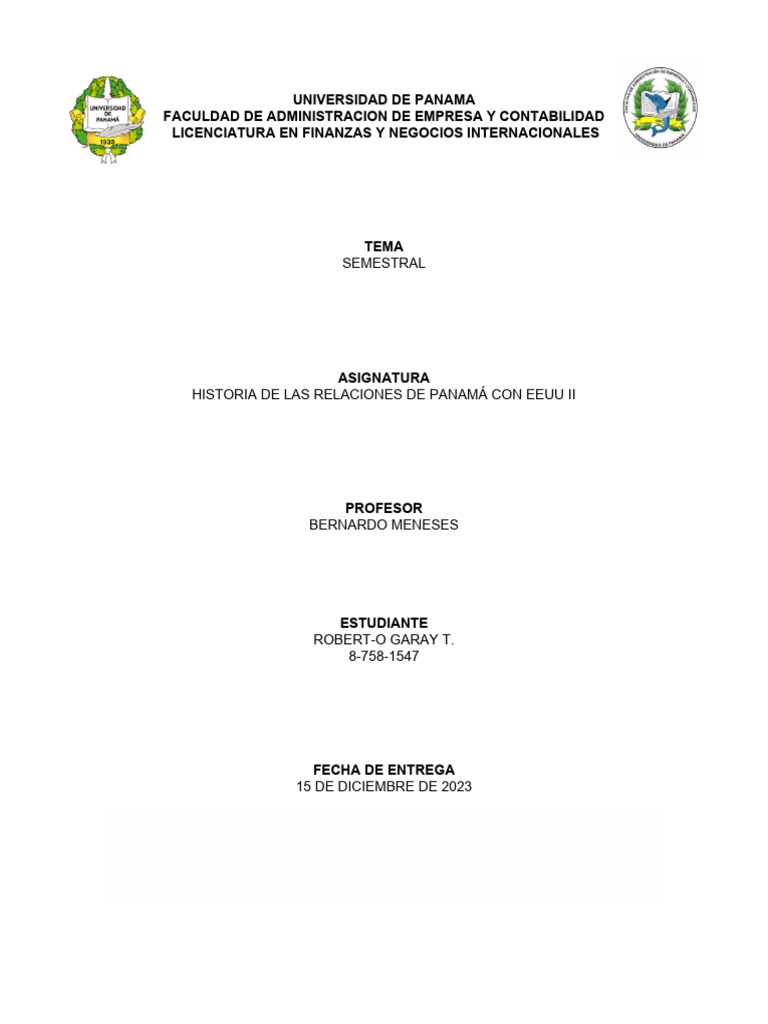 Trabajo Final Historia | PDF | canal de Panama | Panamá Trabajo Final Historia | PDF | canal de Panama | Panamá