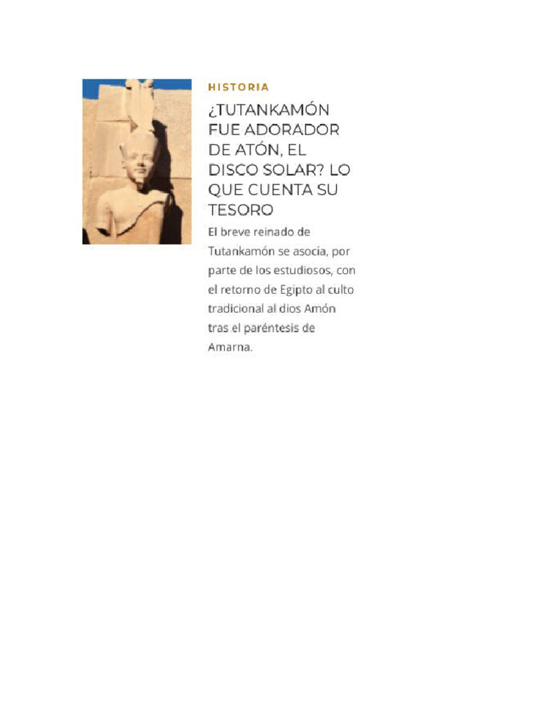 Tutankamón Fue Adorador de Atón | PDF