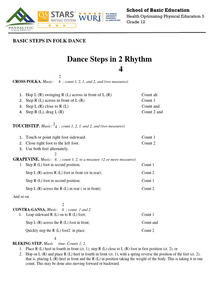 Folkdance Basic Steps | PDF | Dances | Performing Arts