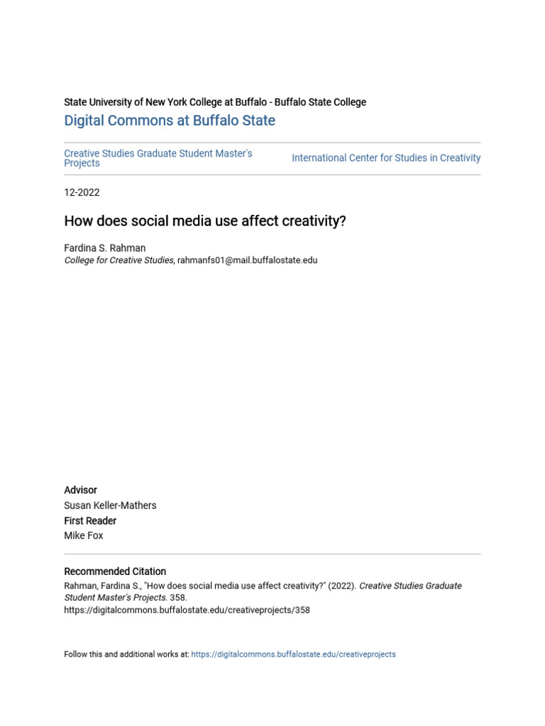 How Does Social Media Use Affect Creativity | PDF | Social Media ...