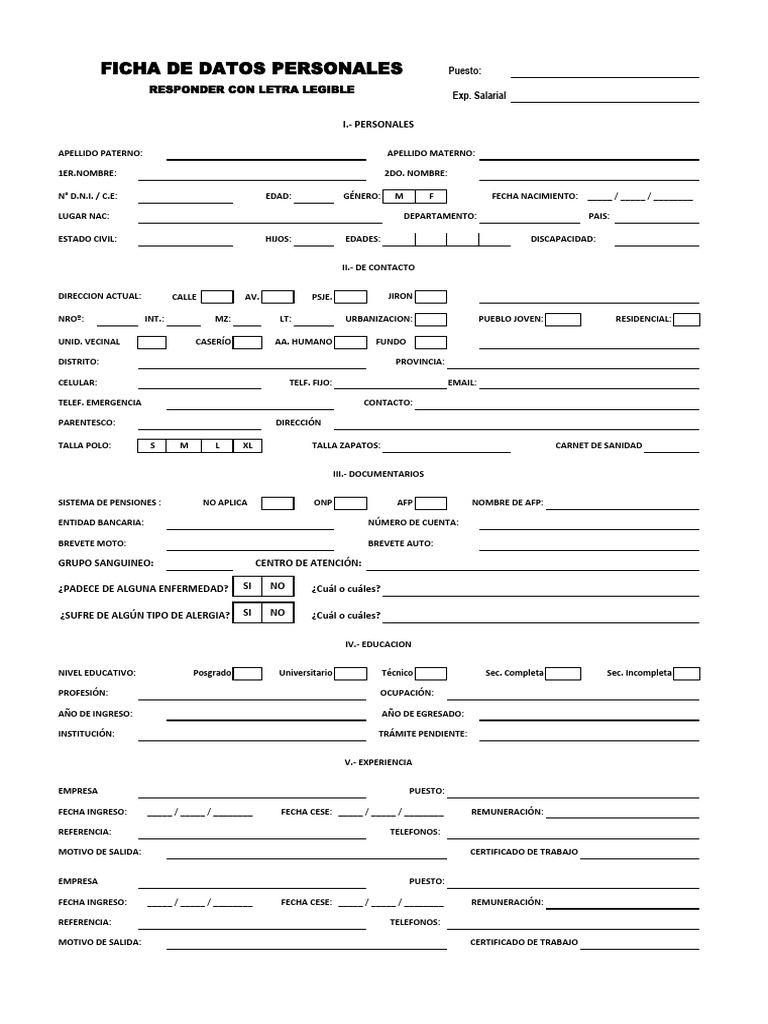 Formato de Ficha de Datos Personales | PDF | Gobierno y personalidad | Autenticación