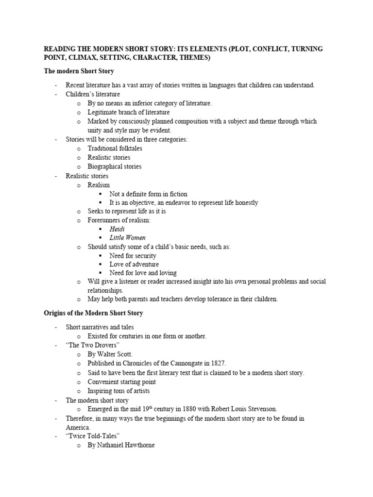 Reading The Modern Short Story | Download Free PDF | Narration | Plot ...