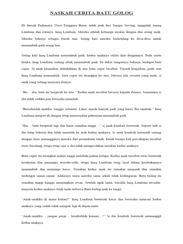 Naskah Cerita Batu Golog | PDF