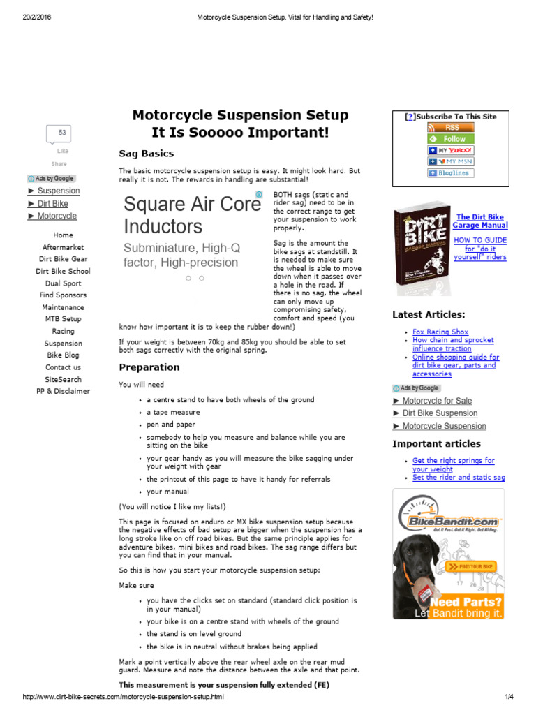 Motorcycle Suspension Setup Pdf