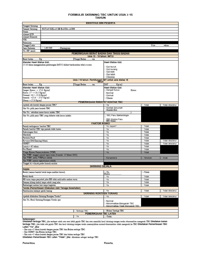 Form Skrining TB | PDF